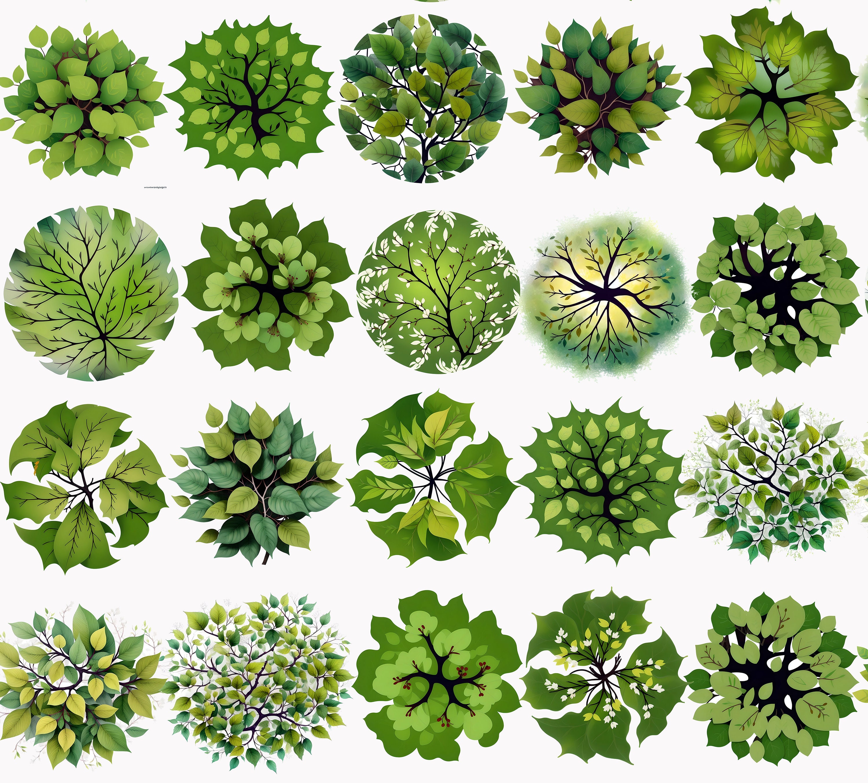 60 Tree Plan PNG Stamps | Landscape & Architectural Symbols for Site ...