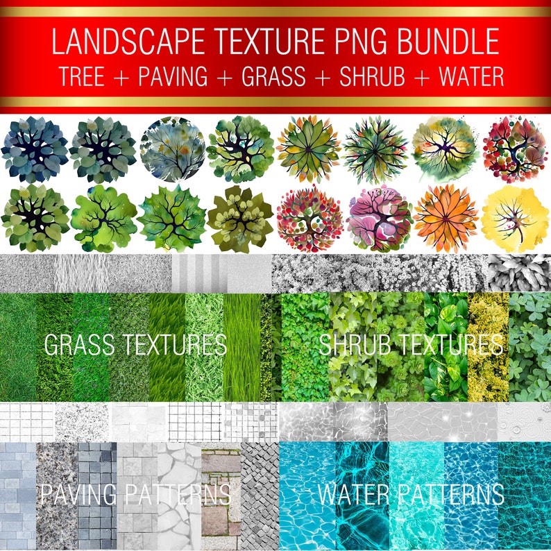 Bundle of Landscape Textures PNG Tree Plan View PNG Tree Stamps ...