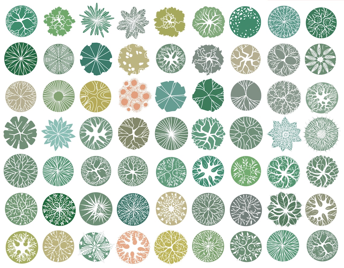 Landscape Tree Clipart, Tree Plan View, Flat Tree Clipart, Plant Top ...