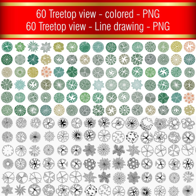 Landscape Tree Top View PNG Bundle | Architecture Symbols, Procreate ...