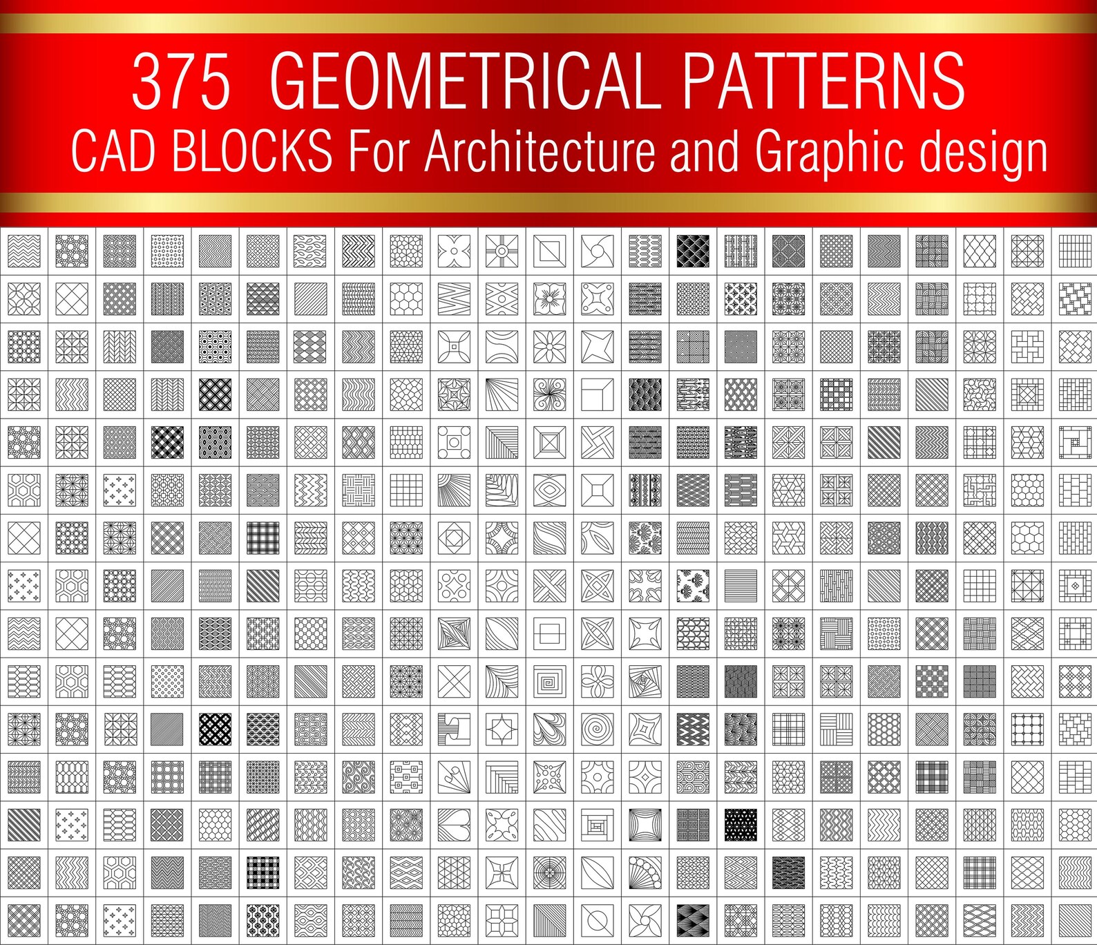DWG CAD Blocks – Geometric Patterns Collection | Seamless Autocad Line ...