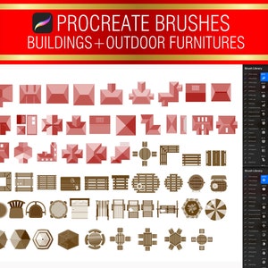 Procreate Stamps: Building & Outdoor Furniture Top Views (digital ...