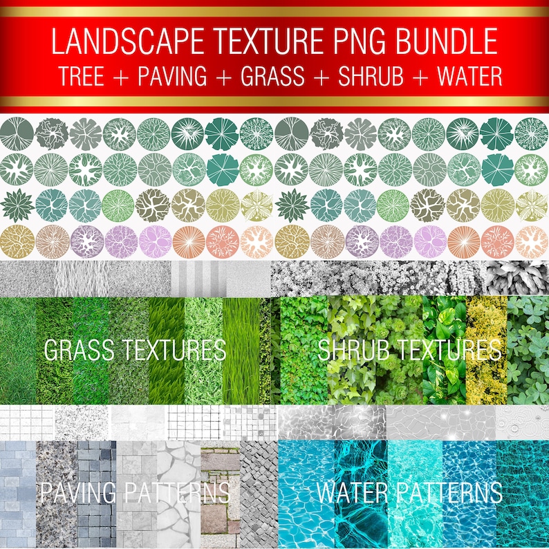 Landscape Texture Pack PNG Tree Plan View PNG Tree Stamps Landscape ...