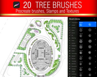 Procreate Landscape Tree Plan View, Landscape Design Elements, Tree ...