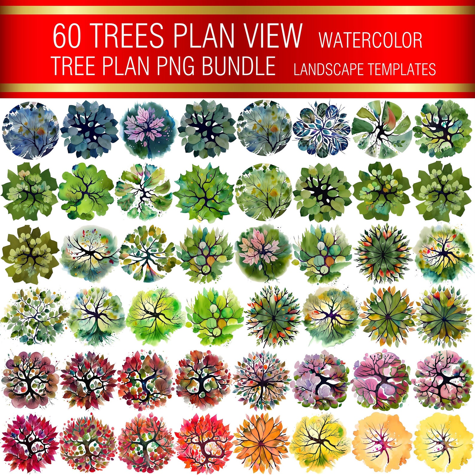 Landscape Tree Clipart, Tree Plan View, Flat Tree Clipart, Plant Top ...