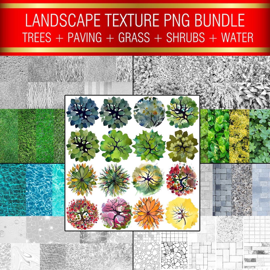 Landscape Design Texture Pack, Tree Plan View, Landscape Design, Grass ...