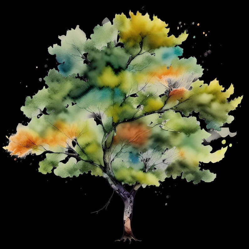 Watercolor Tree Clipart, 35 High Quality Pngs, Digital Download ...