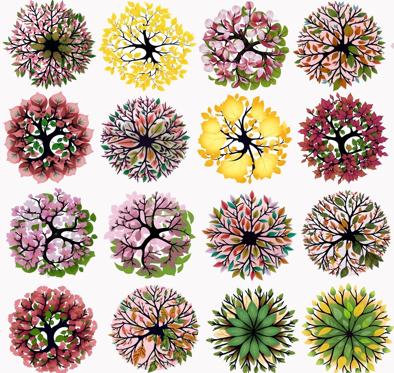 Flowering Trees Plan View PNG, Landscape Tree Plan View, Tree Plan PNG ...