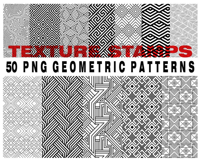50 Geometric Patterns, Texture Brushes, Paving Stamps, Texture Patterns ...