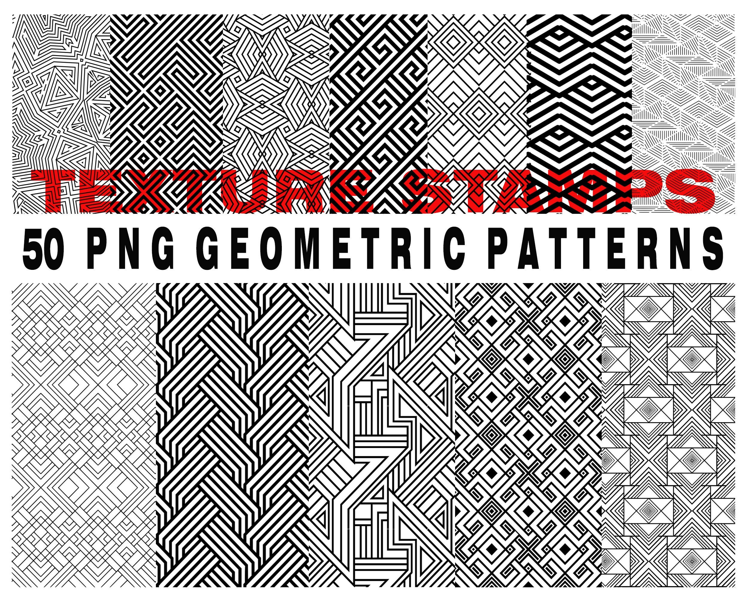 50 Geometric Patterns, Texture Brushes, Paving Stamps, Texture Patterns ...