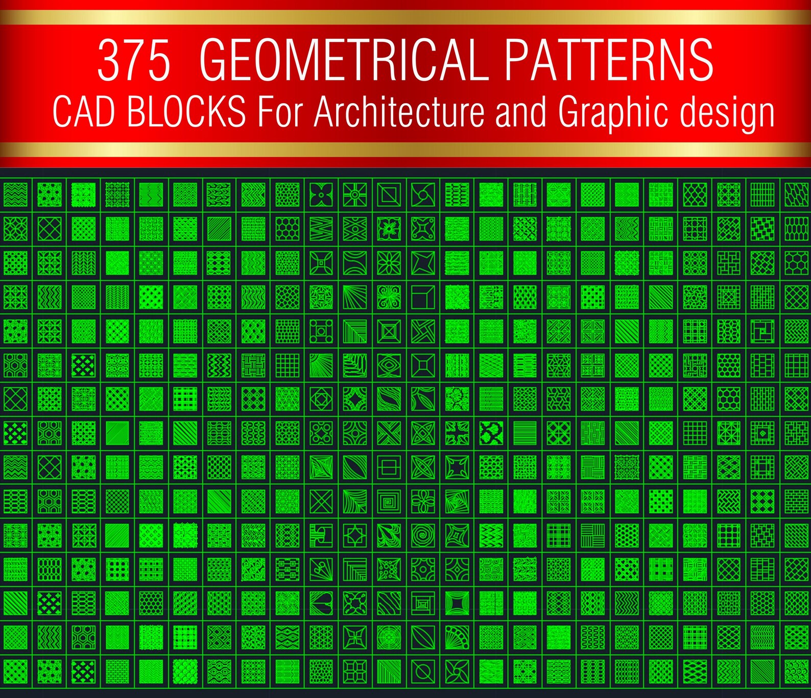 CAD Geometric Pattern Pack | DWG Seamless Vector Blocks for Architects ...