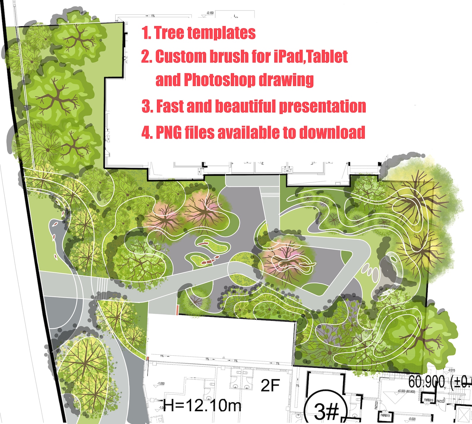 Landscape Tree Plan Templates: PNG Files for Architecture - Etsy