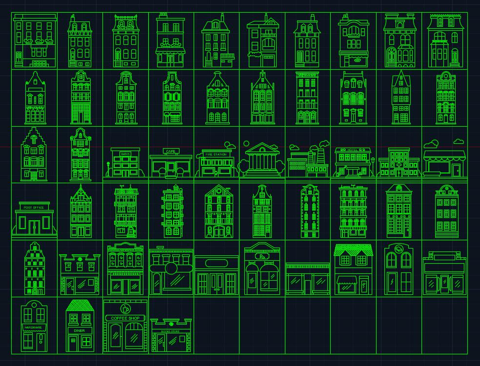 Building Facade CAD Blocks | Tower Elevation DWG Files (digital ...