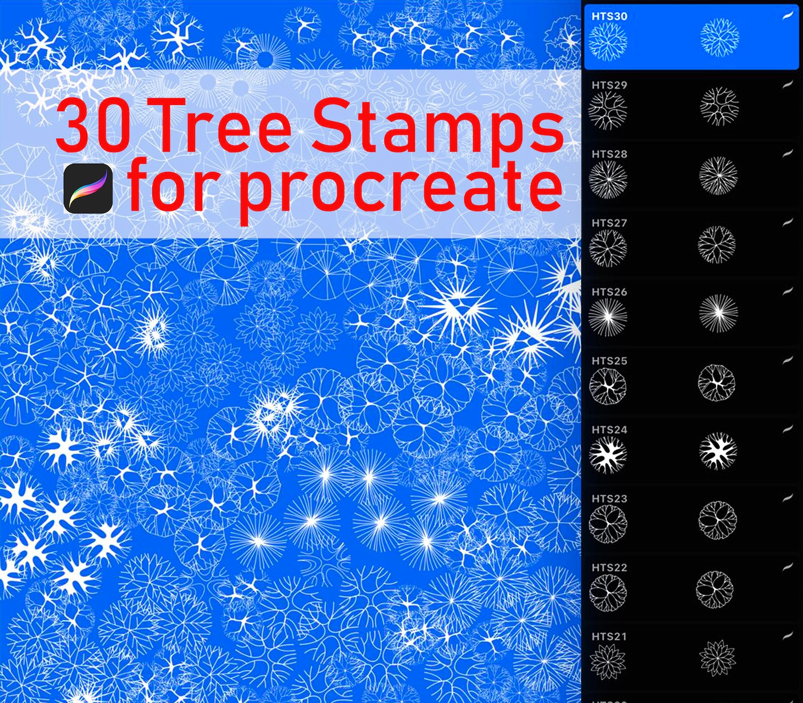 Procreate Brushes, Procreate Tree Plan Stamps, Tree Symbols, Landscape ...