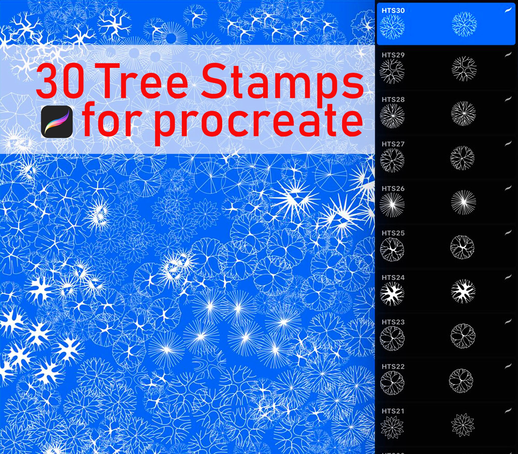 Procreate Brushes, Procreate Tree Plan Stamps, Tree Symbols, Landscape ...