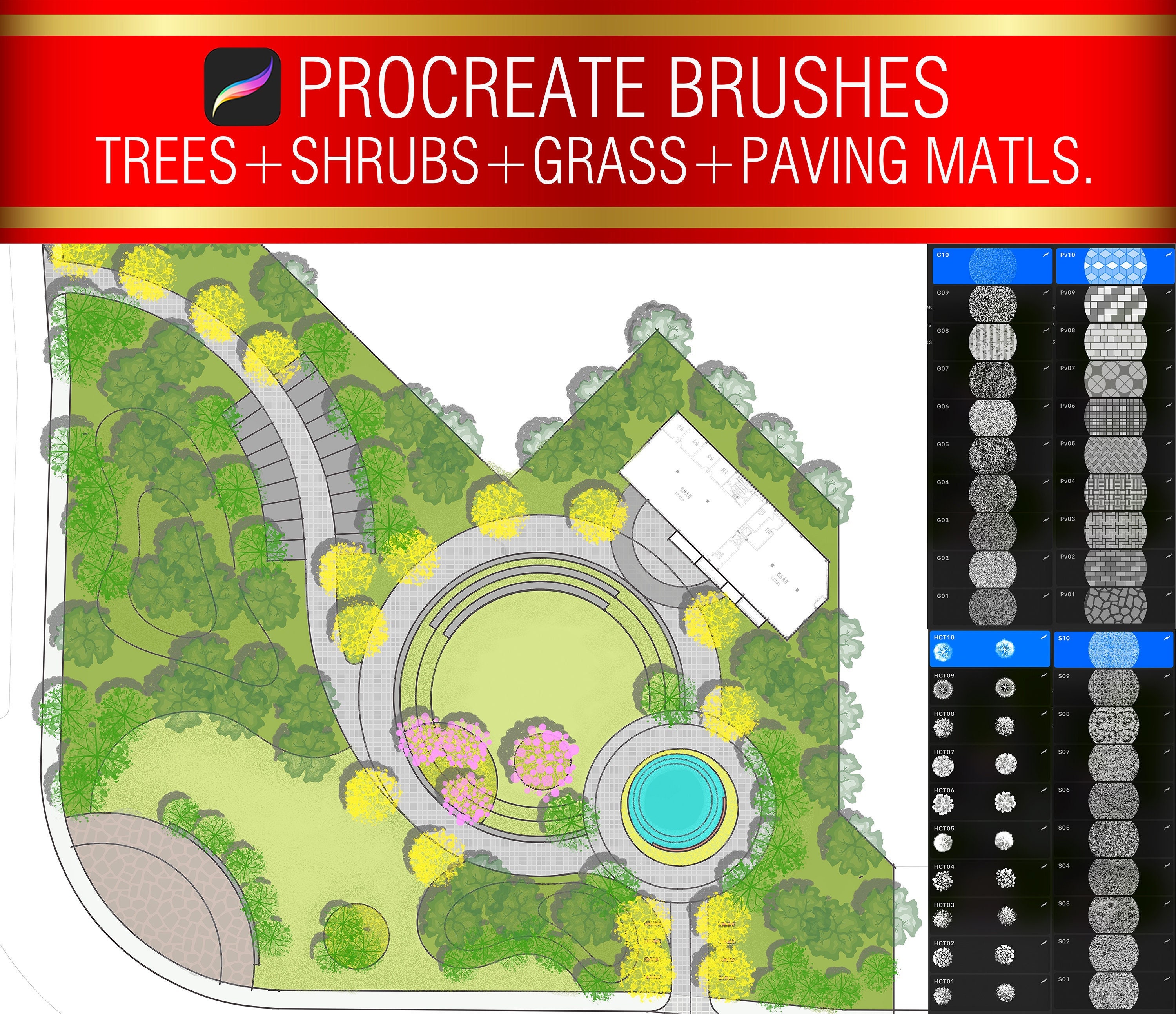 Procreate Tree Plan Brushes Procreate Tree Stamp Landscape Elements ...