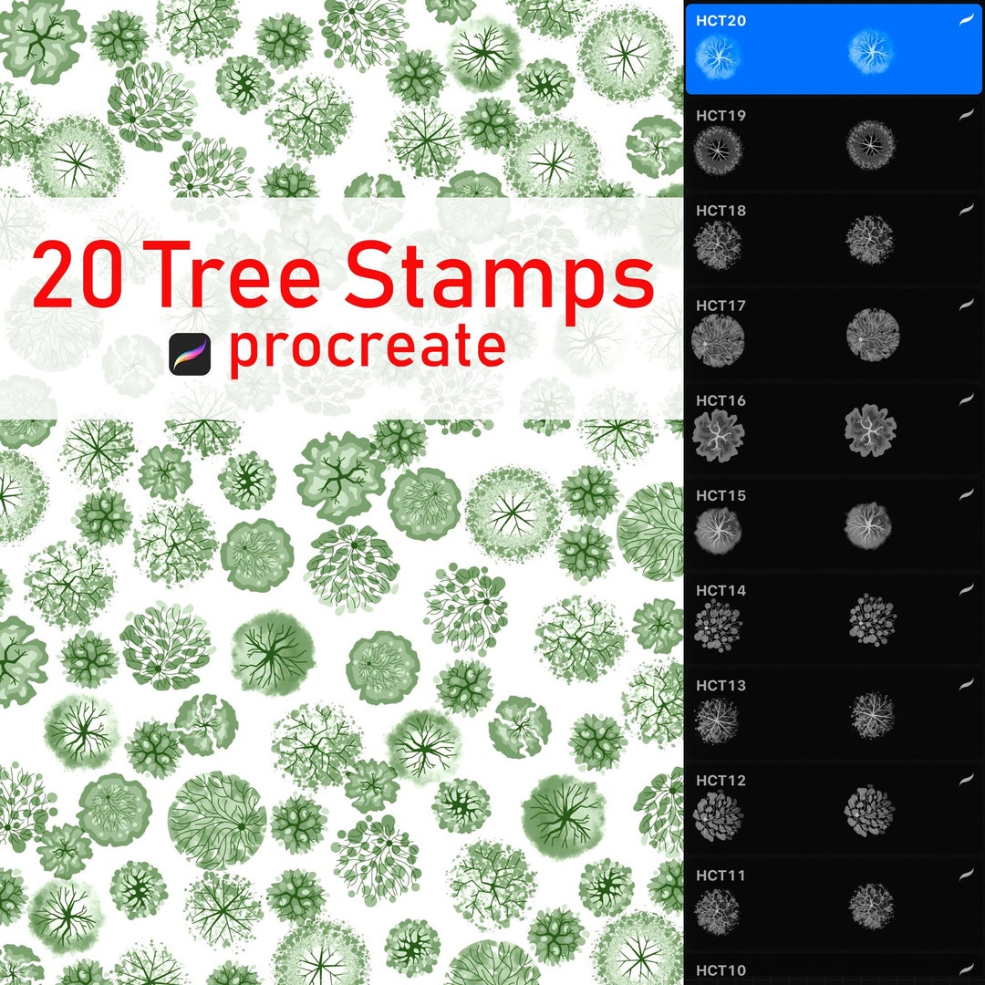 Procreate Tree Stamps: Landscape Design Brush Set (digital Brush) - Etsy