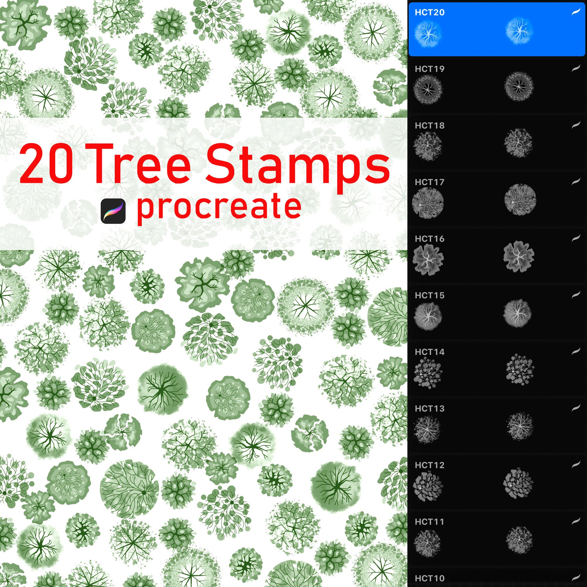 Procreate Tree Stamps: Landscape Design Brush Set (digital Brush) - Etsy