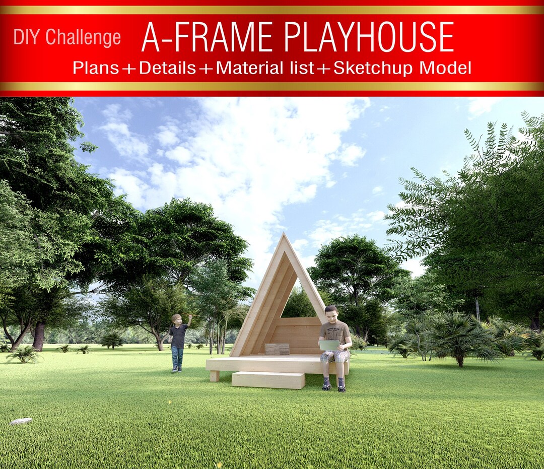 9.5 X 6.6 Feet DIY A-frame Kids Playhouse DIY Plan, Children Playhouse ...