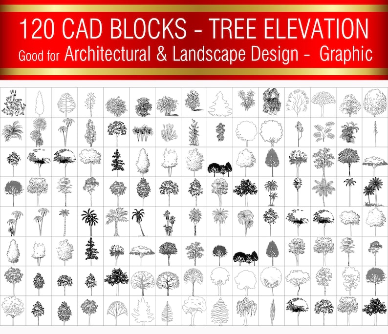 Tree Elevation CAD Blocks | Autocad Architectural Symbols DWG File for ...