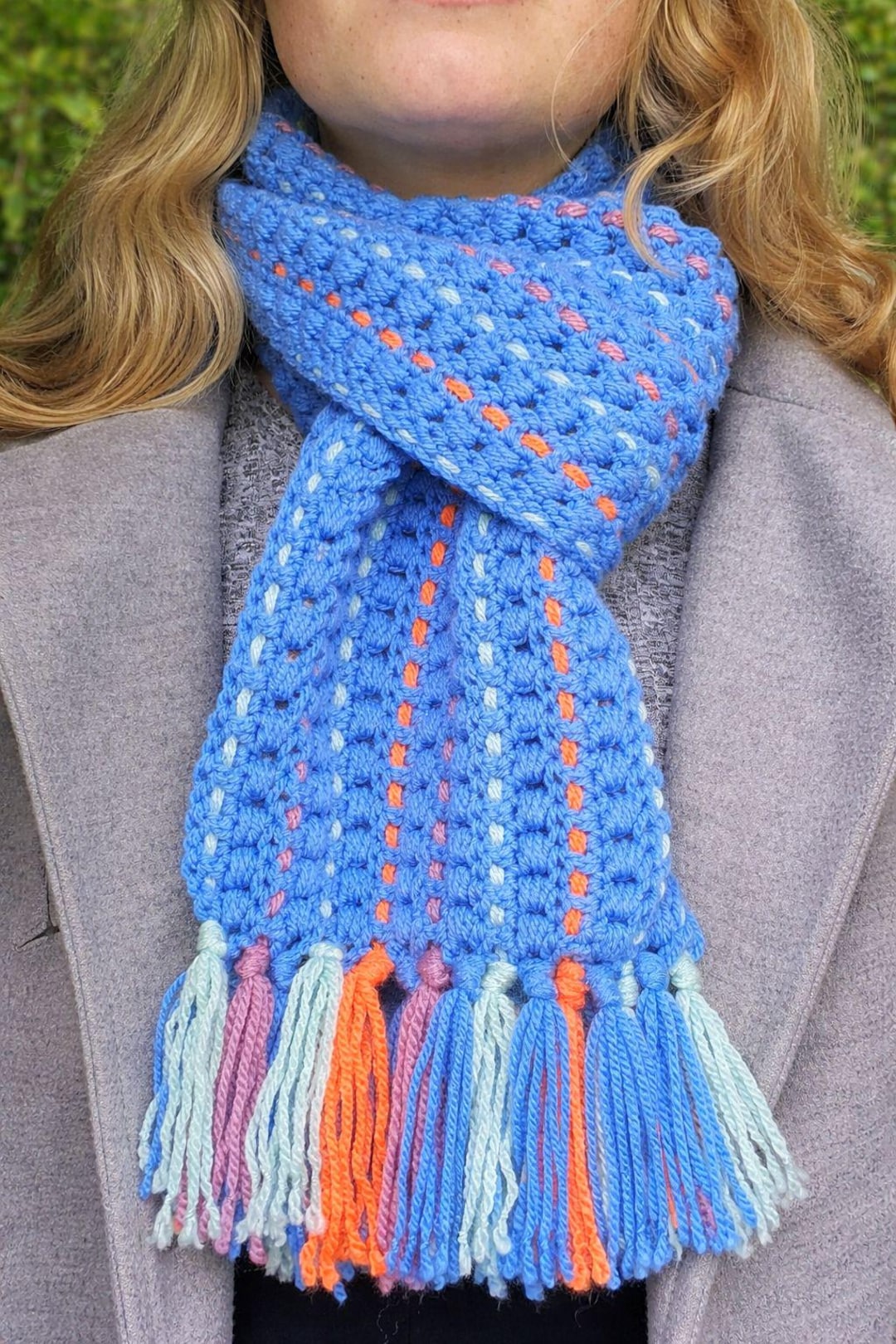 Crochet Pattern Bead Stitch Woven Scarf • Description in English ...