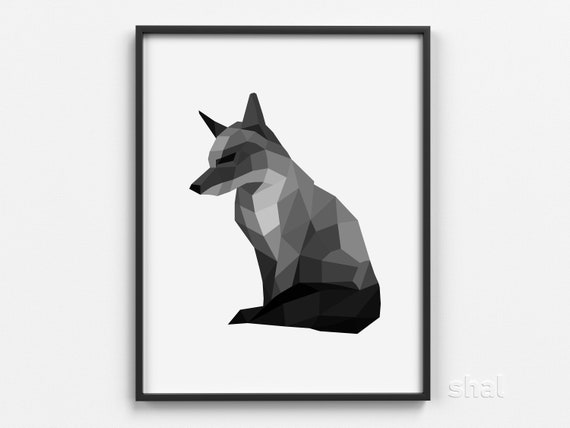 Geometric Fox Black And White