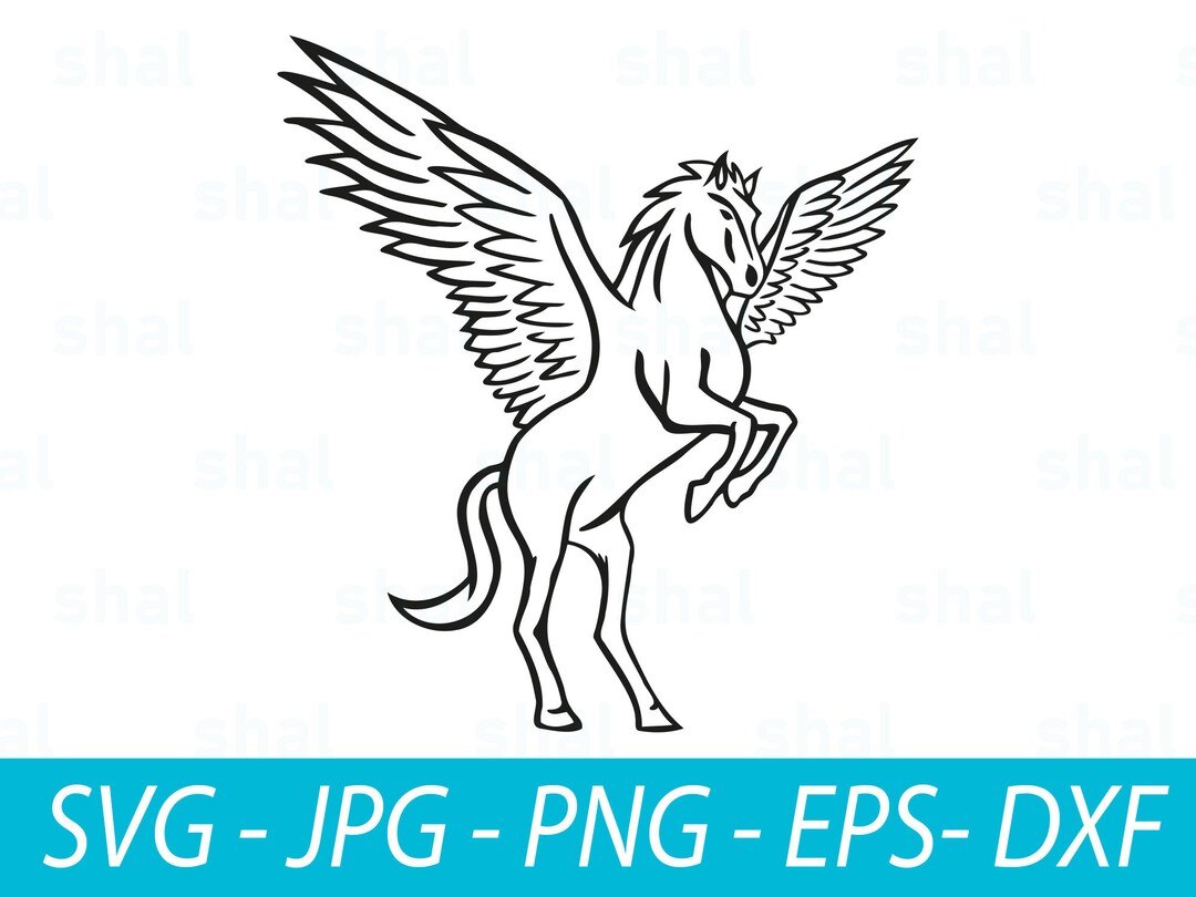 Pegasus Esquema SVG Pegasus Dibujo PNG Archivos Svg para - Etsy España
