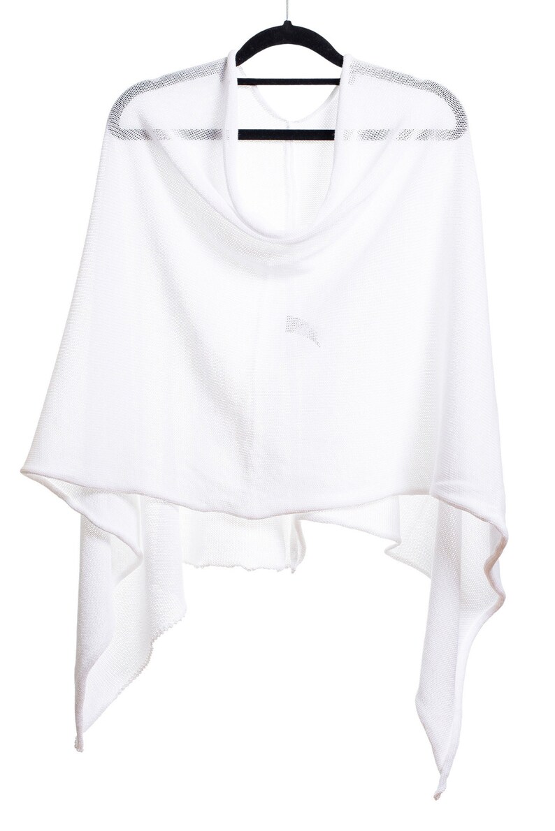 Color blanco 100 % Soft Matt and Peled Organic Fine Cotton Poncho / One ...