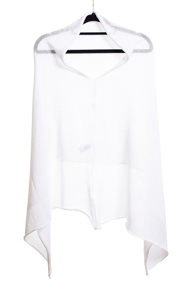 Color blanco 100 % Soft Matt and Peled Organic Fine Cotton Poncho / One ...