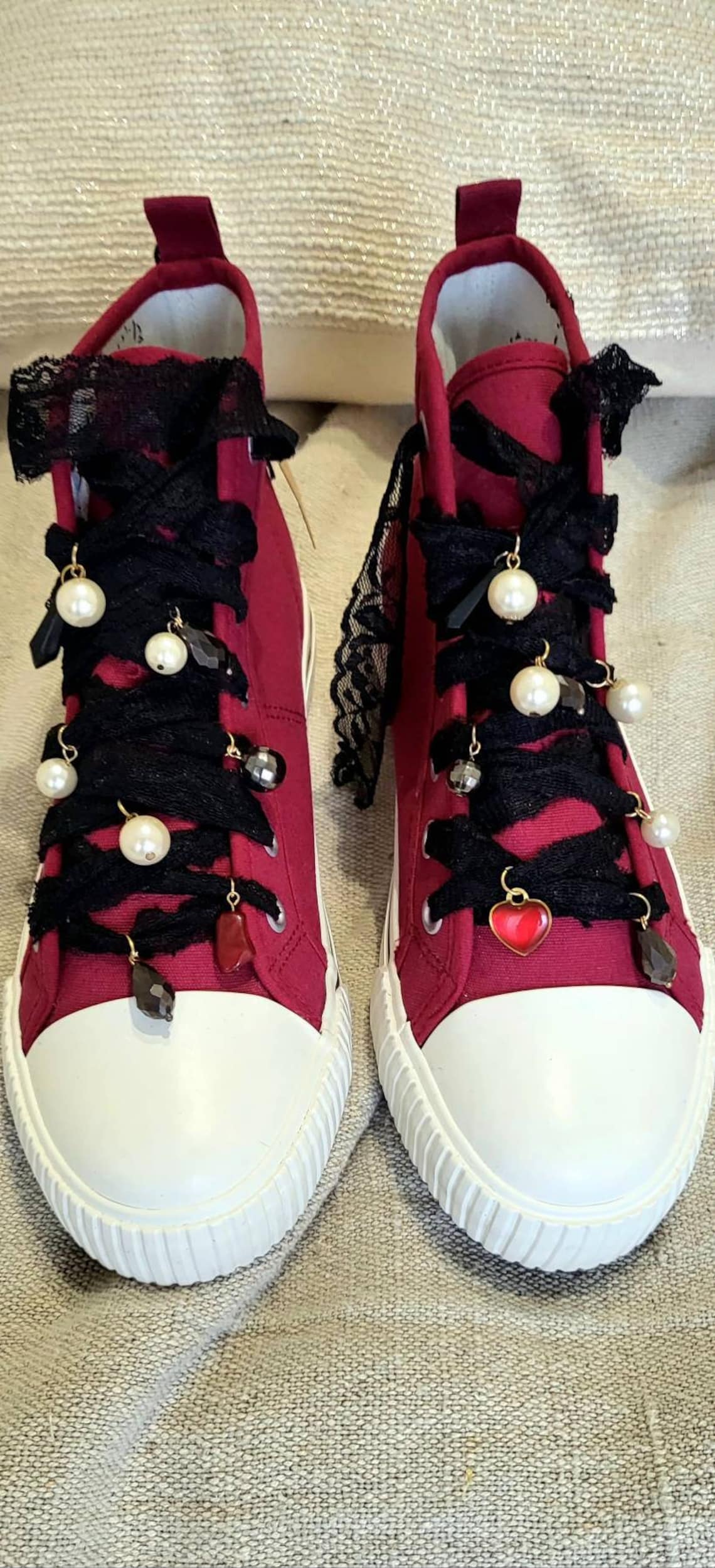 Women's Red High Top Converse Style Sneakers,custom Made Sneakers - Etsy