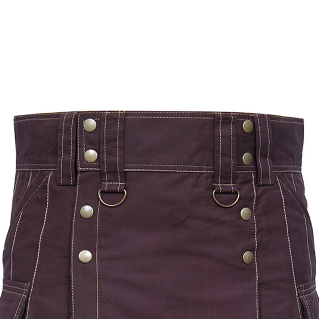 Men's Utility Cargo Kilt Brown With 6 Pockets Highland 100% Cotton Kilt ...