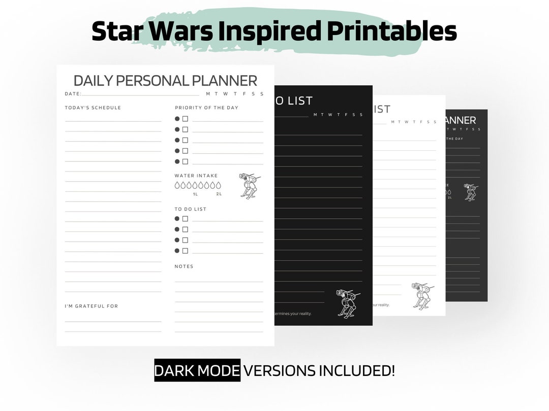 Printable Star Wars Inspired Daily Planner and to Do List: BD-1 ...