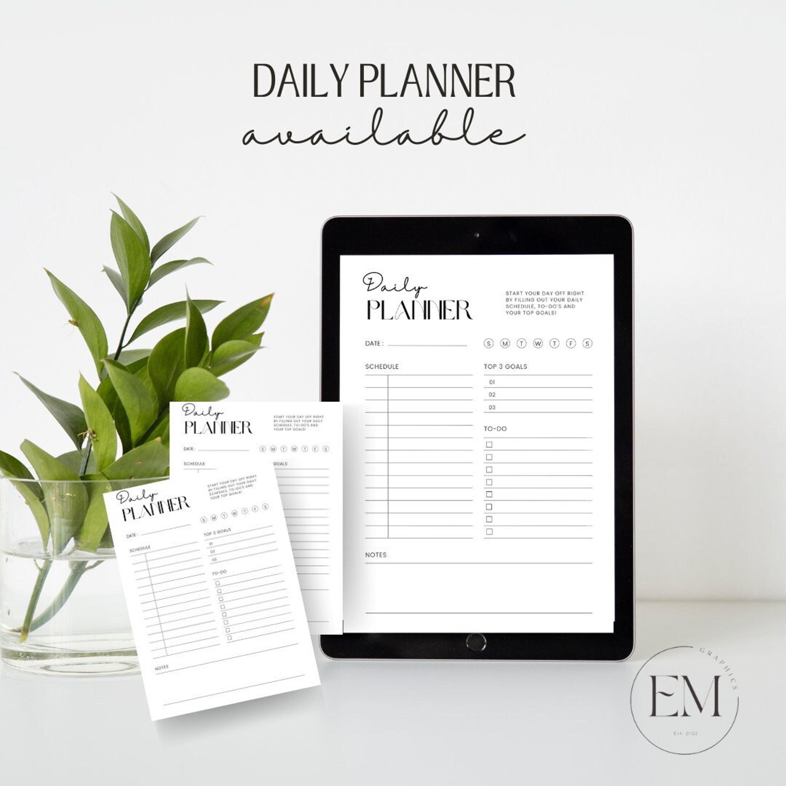 Minimal Daily Planner Template, Productivity Planner, Simple to Do List ...