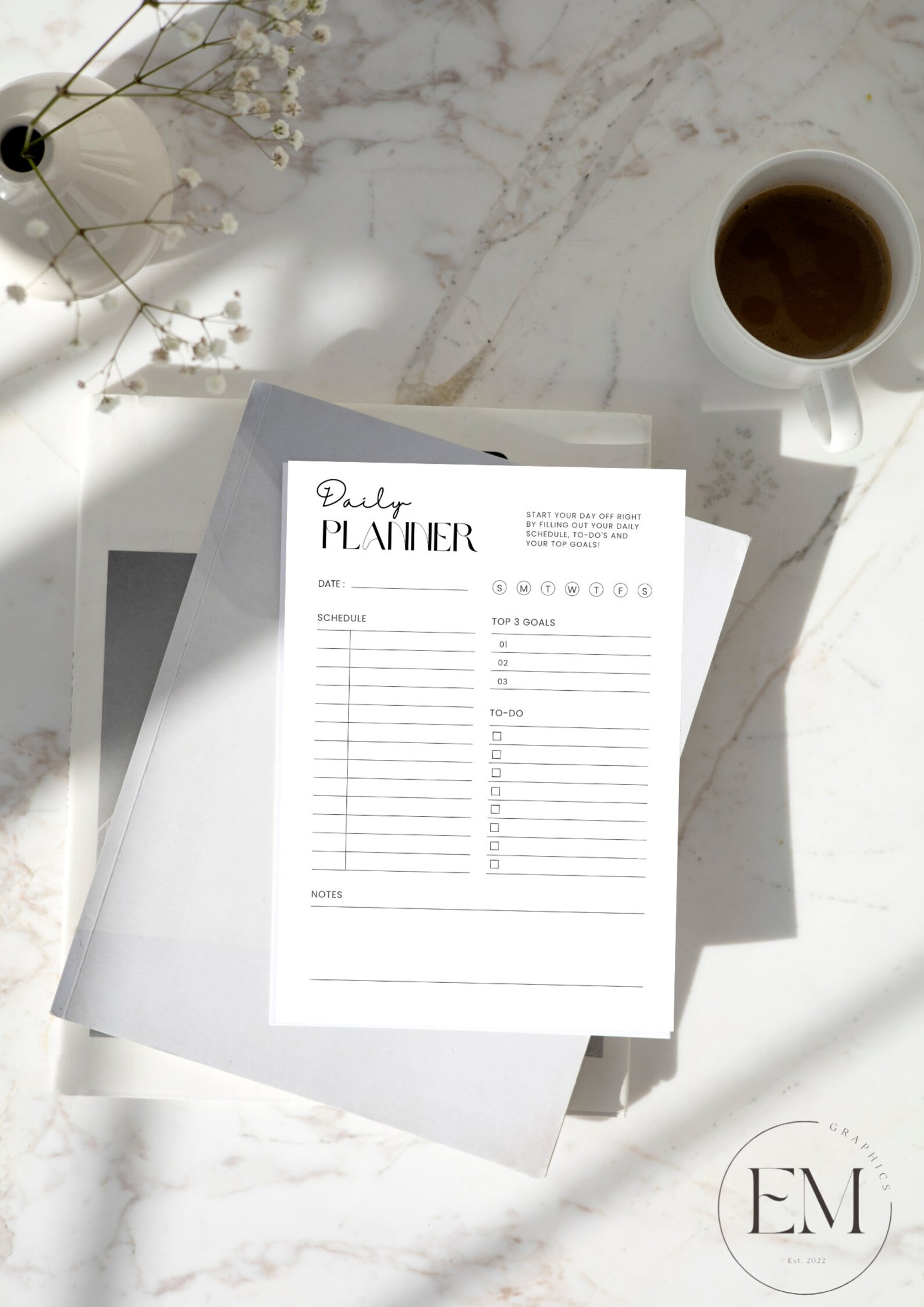 Minimal Daily Planner Template Productivity Planner Simple - Etsy