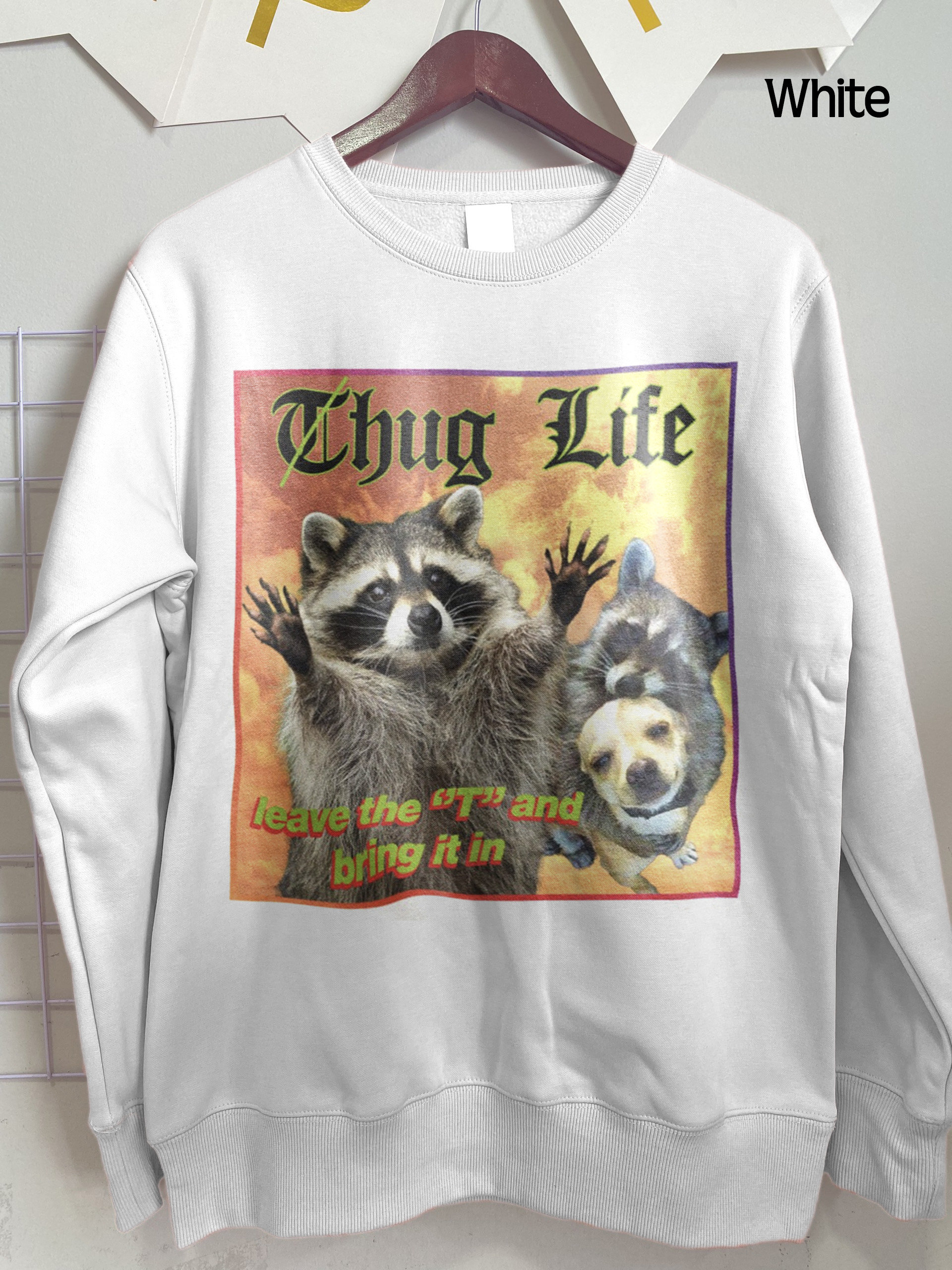 Retro THUG LIFE Hug Life Meme T-shirt Raccoon Tanuki - Etsy