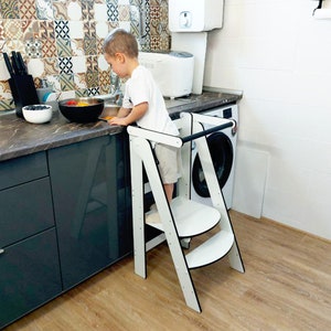 Handmade Montessori Kitchen Helper Tower kids Classic Compact Design ...