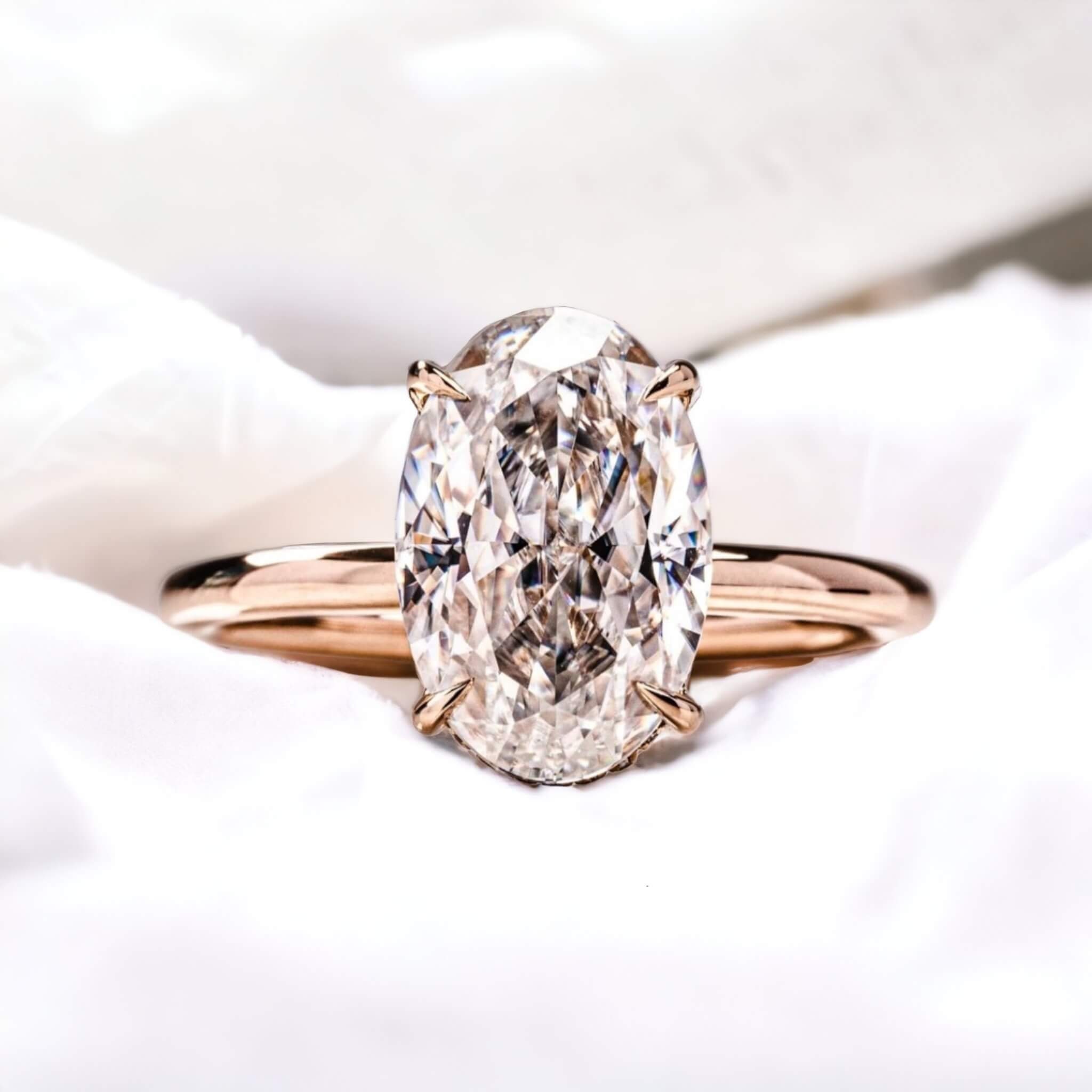 3CT Oval Shape Engagement Ring in 14k Yellow Gold-wedding Ring for ...