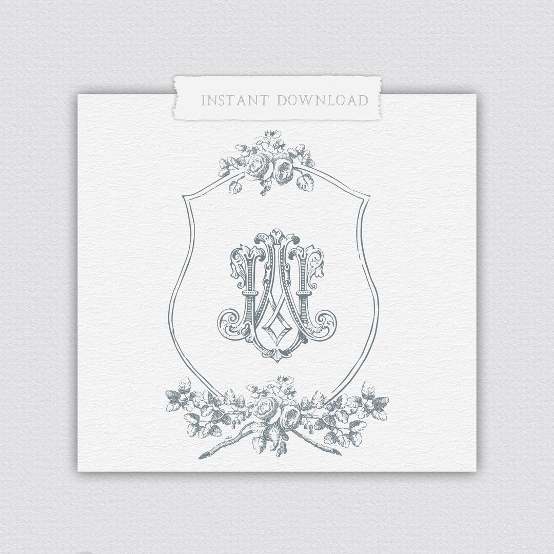 UA Digital Wedding Crests, UA Digital Monogram, Vintage Wedding Crests ...