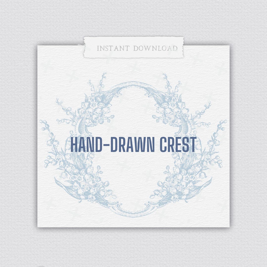 Hand Drawn Lily Wedding Crest, Digital Wedding Invitation Design ...