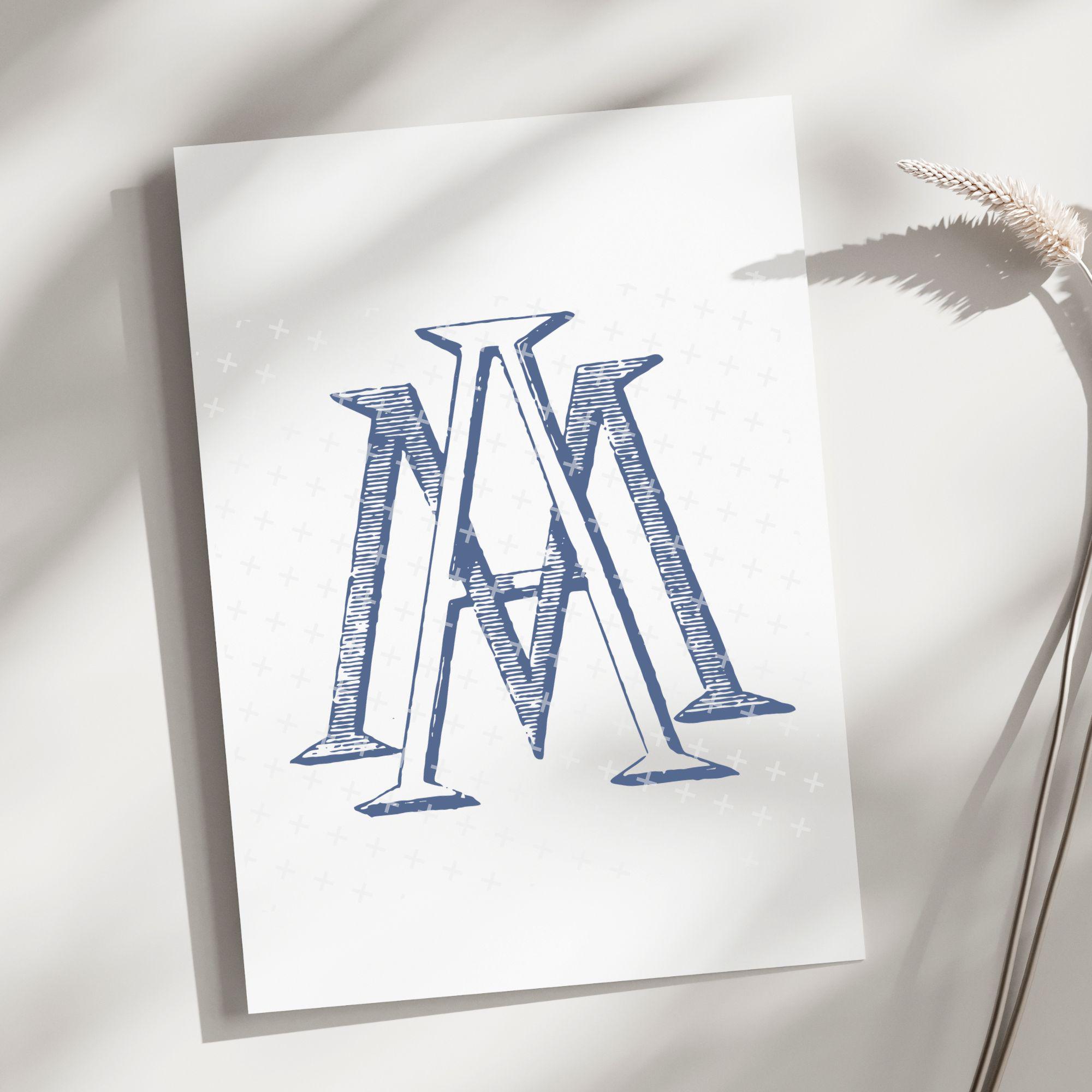 Classic Wedding Monogram: Intertwined AM Letters (digital Download) - Etsy