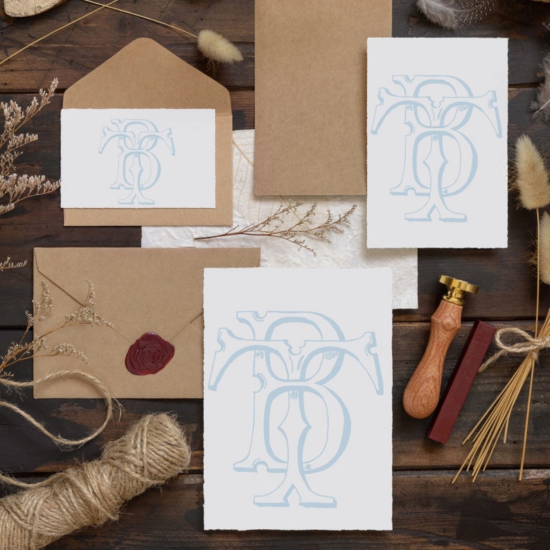 Classic Interlocking Wedding Monogram: Two Letter Crest (PDF) - Etsy