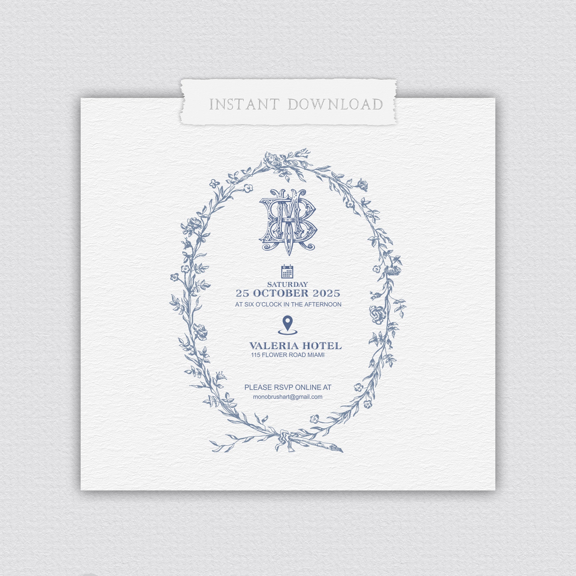 Wedding Invitation, Personalized Wedding Invitation, Monogrammed Wedding Invitation, Invitation ...