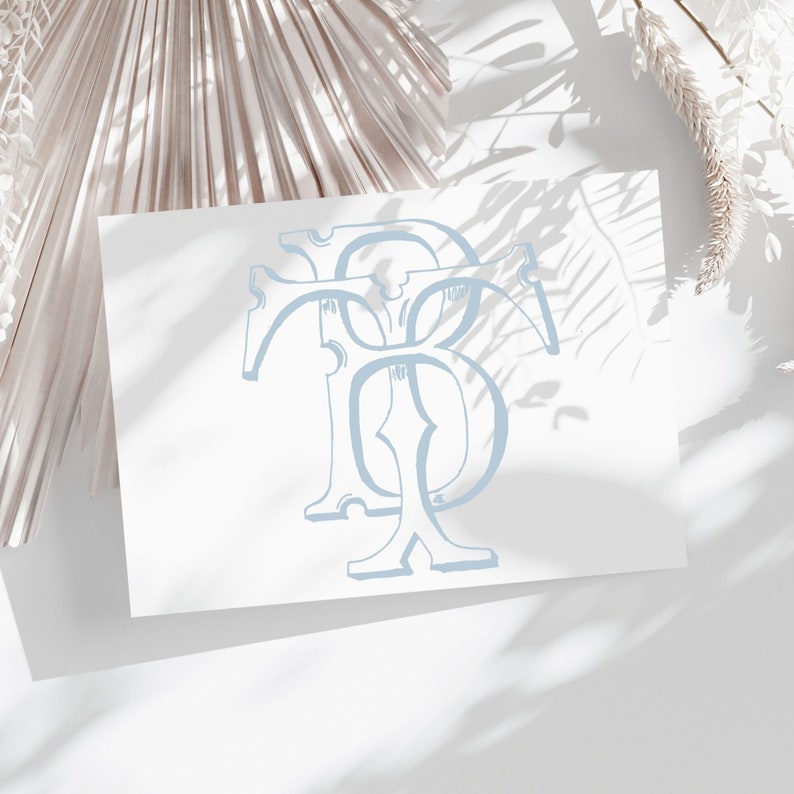 Classic Interlocking Wedding Monogram: Two Letter Crest (PDF) - Etsy