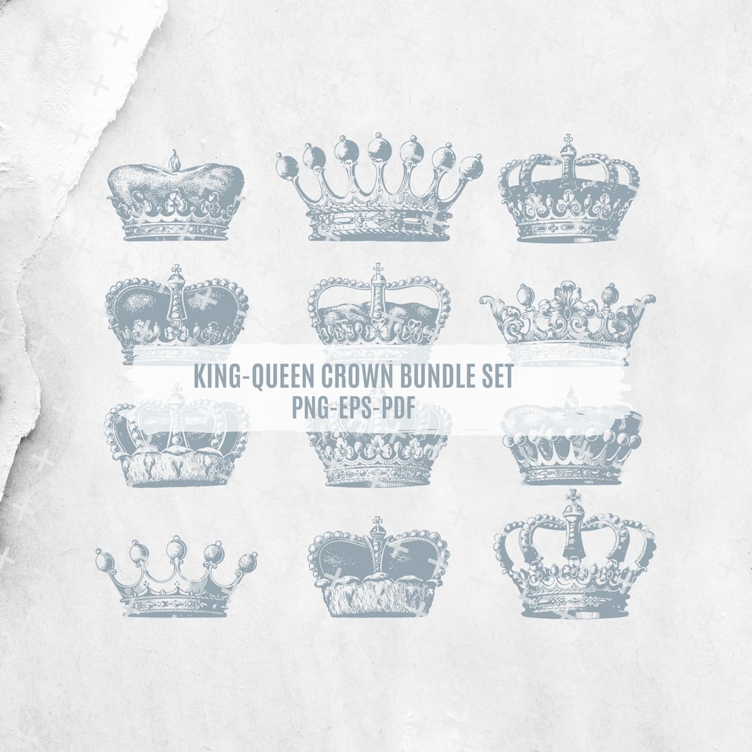 Vintage Crown PDF, King-queen Crown Bundle Set, Crown Digital Download ...