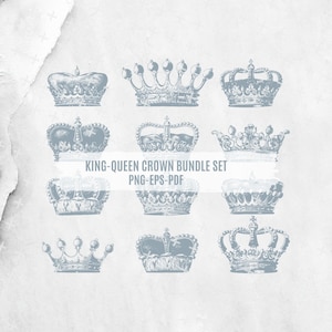 Vintage Crown PDF, King-queen Crown Bundle Set, Crown Digital Download ...