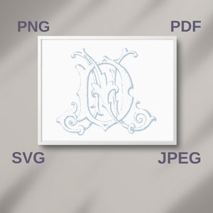 Classic Intertwined Wedding Monogram: Two Letter Crest (digital ...
