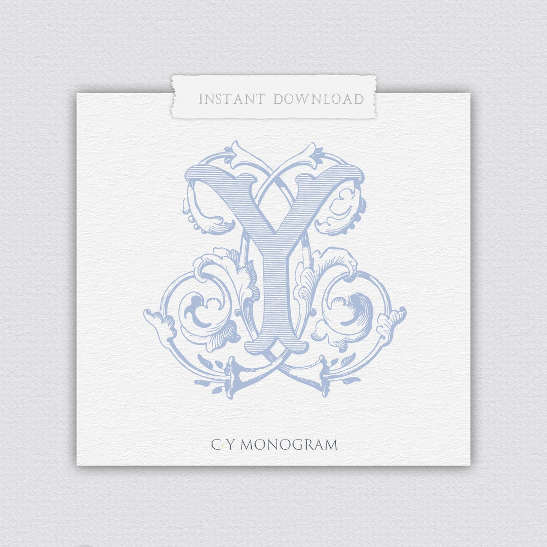 Vintage CY Wedding Monogram: Classic Intertwined Design (PDF) - Etsy