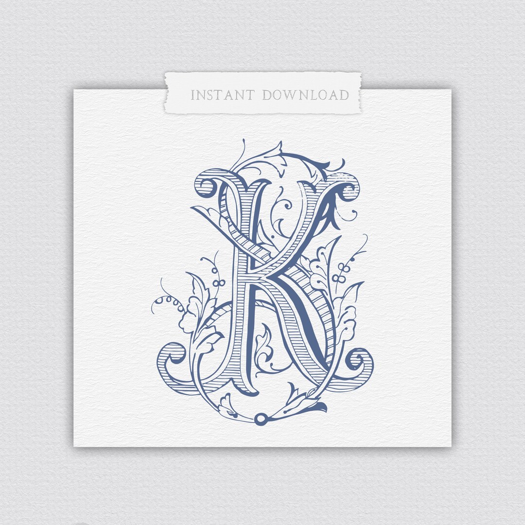 KS Digital Handmade Monogram SK Special Digital Monogram K-S - Etsy