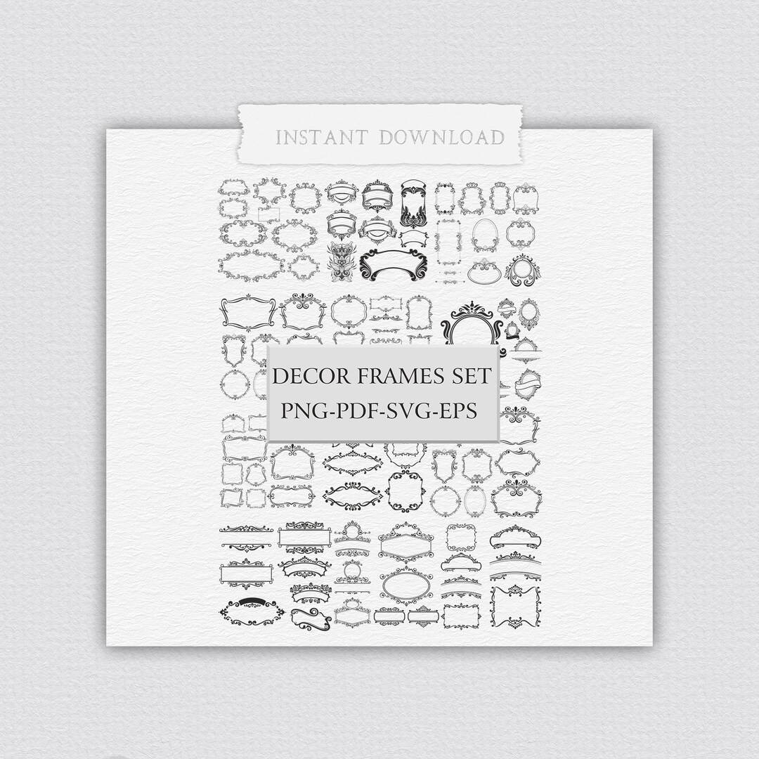Vintage Frame Bundle Set, Digital Frame Banners Set, Vector Frame Set ...