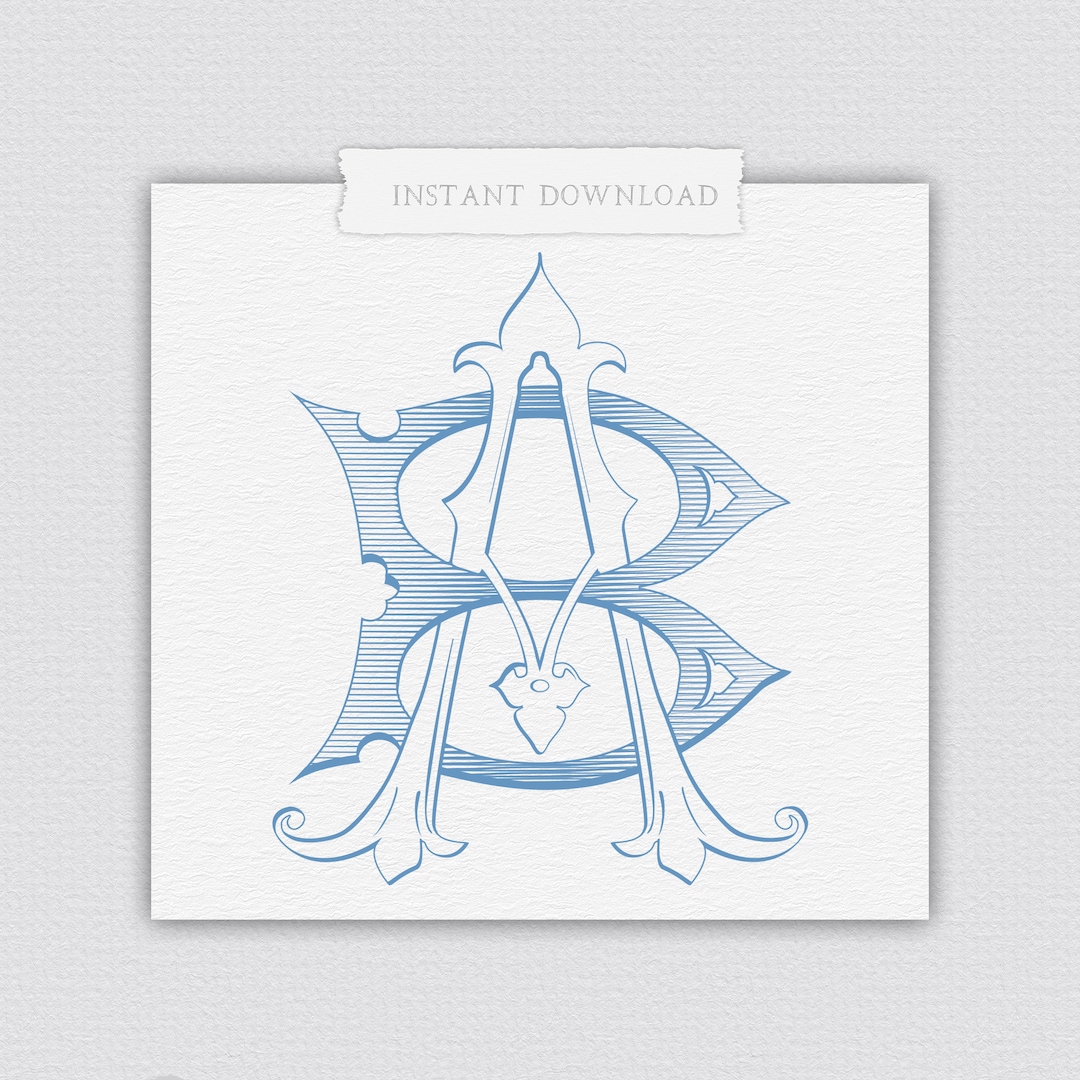 Classic Interlocking Wedding Monogram AB-BA (PDF), Vector File - Etsy
